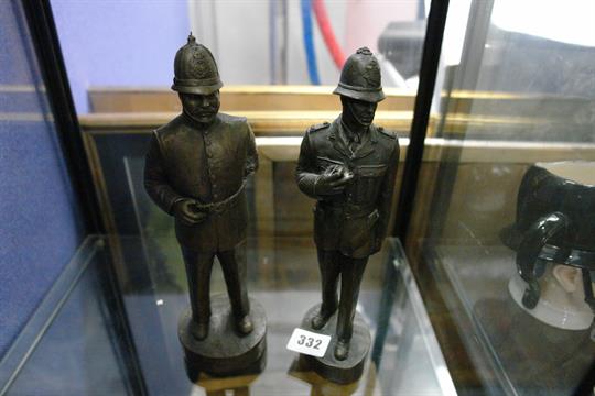 2 X JOHN LETTS SCULPTURES OF POLICEMAN, BRONZED PATINATION