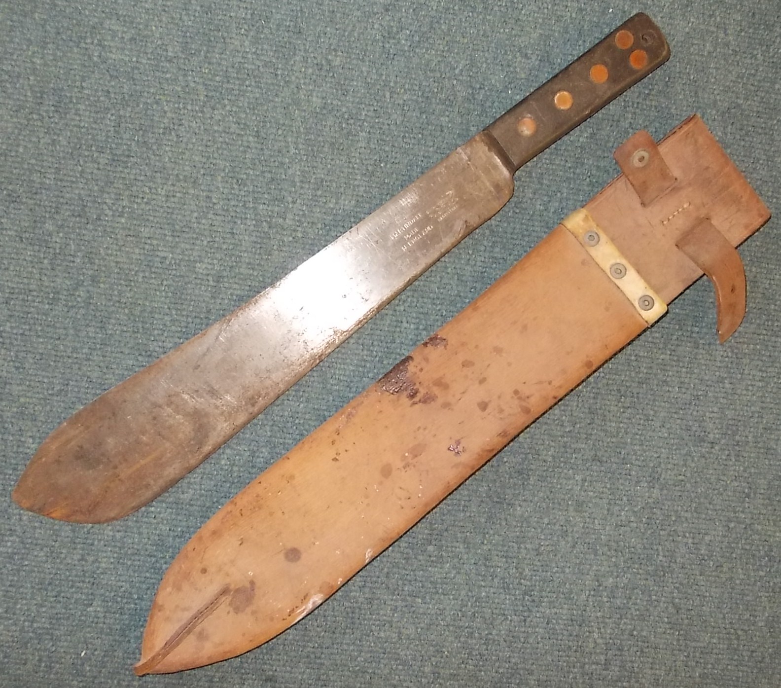 British army issue machete. Marked KE8277. 1952. In sheath marked 1944.