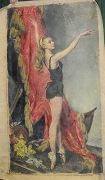 Simon Elwes Full length portrait of a ballerina en pointe Oil on canvas ...