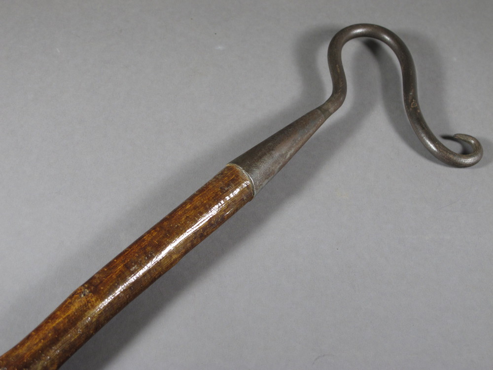 A shepherd`s polished steel crook