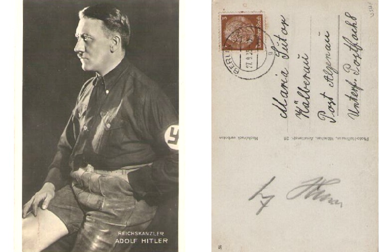 WWII – autograph – Adolf Hitler unusual photographic postcard showing a ...