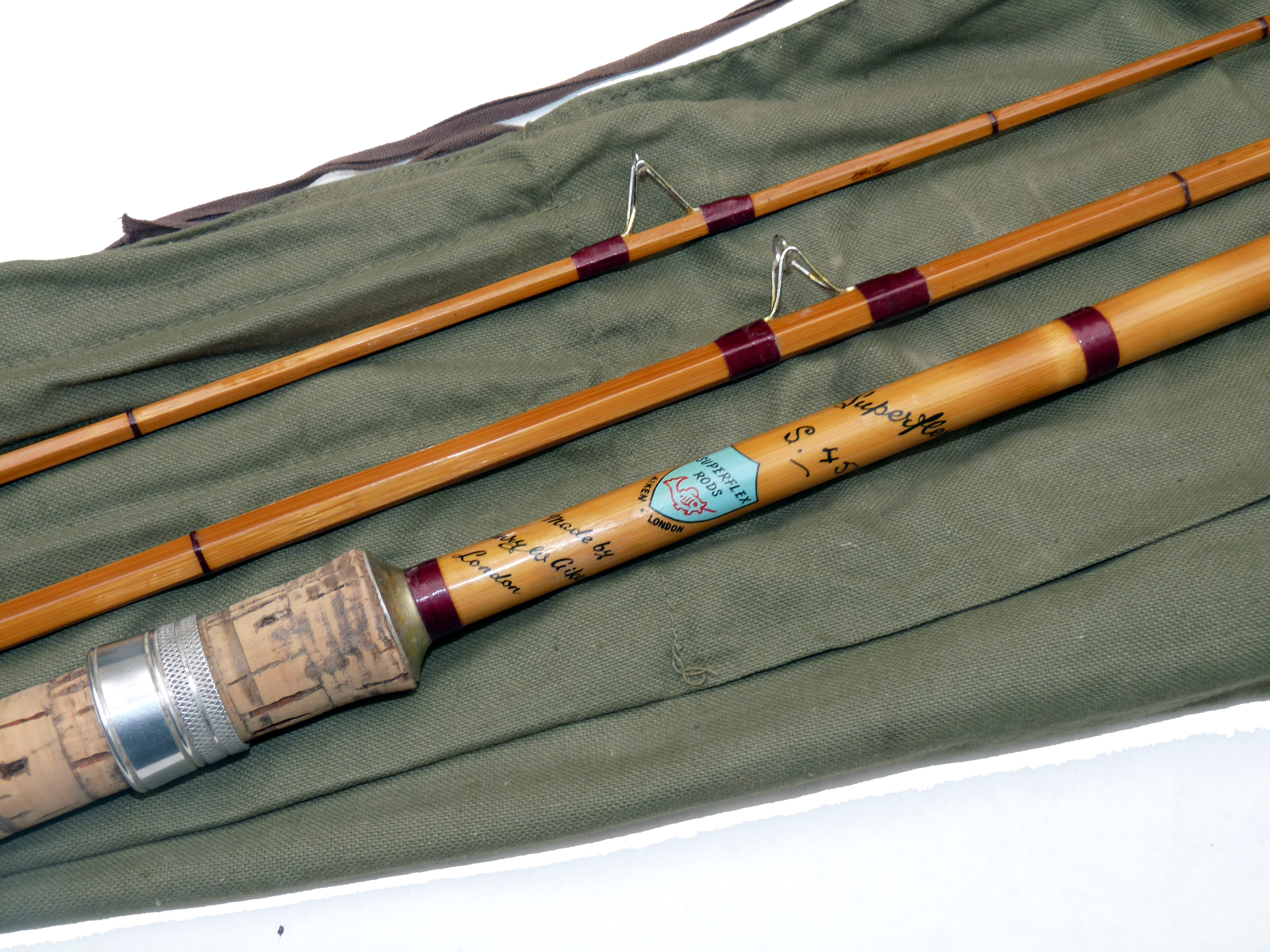 ROD: Henry Aiken London Superflex S.45 11’ 3 piece split cane river rod ...