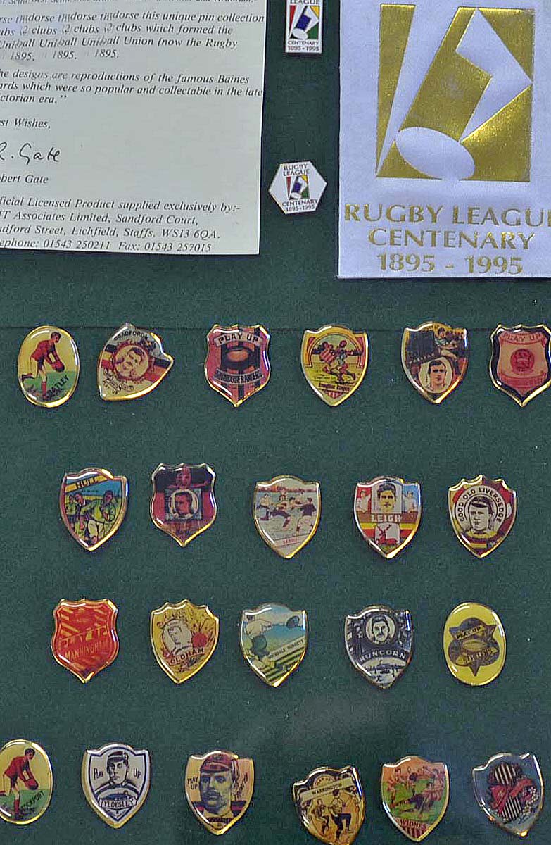 Collection of 1895-1995 Rugby League Centenary Pin Badges reproductions ...