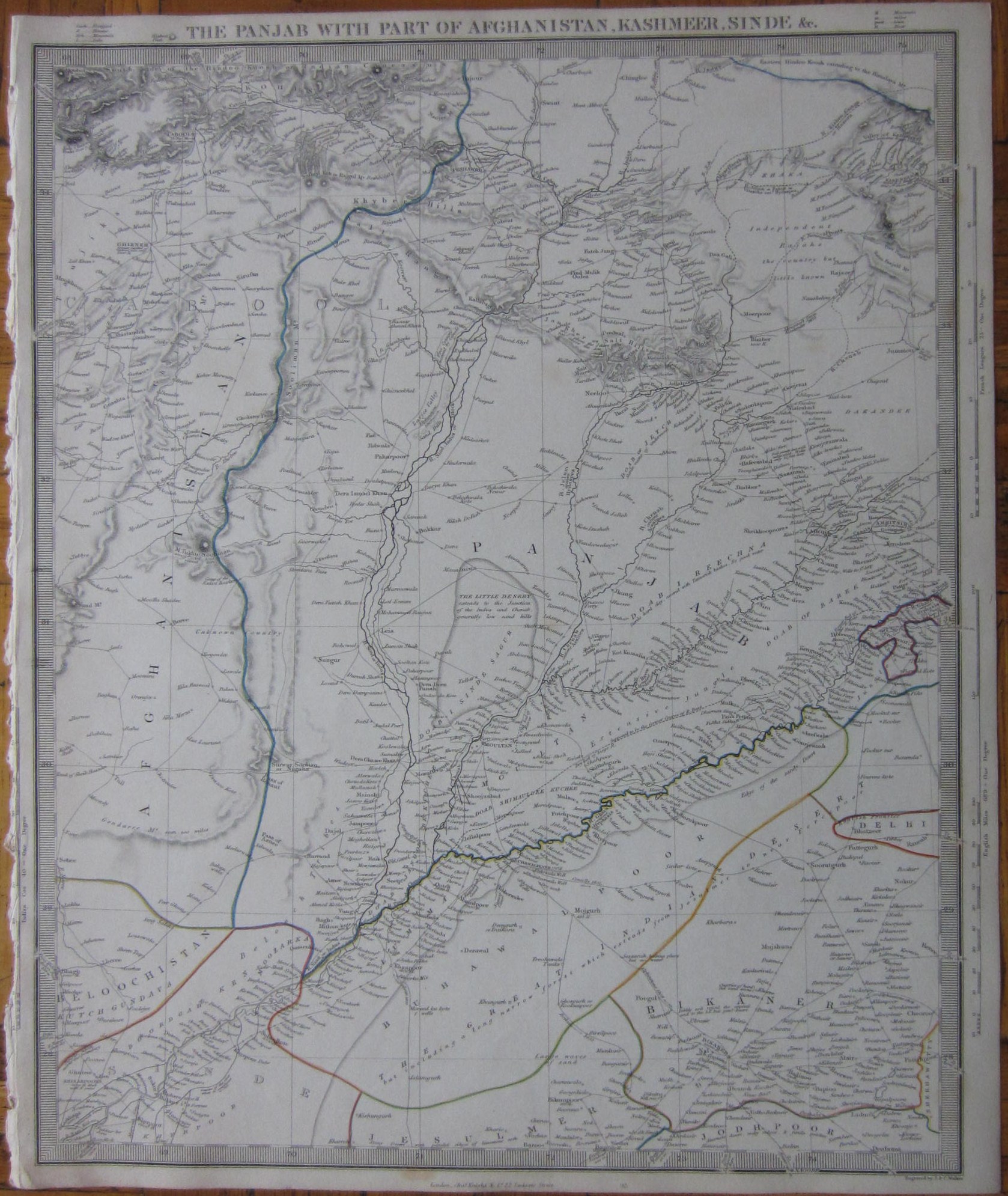 India ? Punjab Sikh Map 1840 published shortly after the death of ...