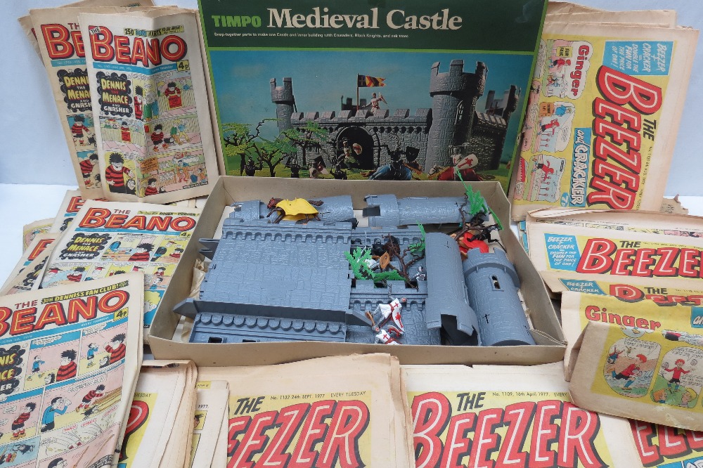 A part 1960s Timpo toys Medieval Castle in original box with three ...