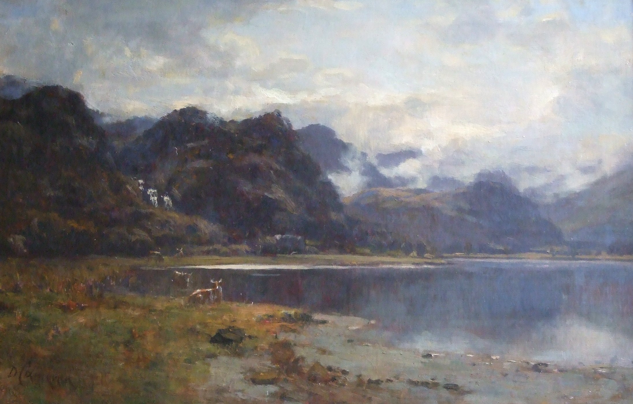 Duncan Cameron (1837 ? 1916) CATTLE BY A HIGHLAND LOCH Oil on canvas ...