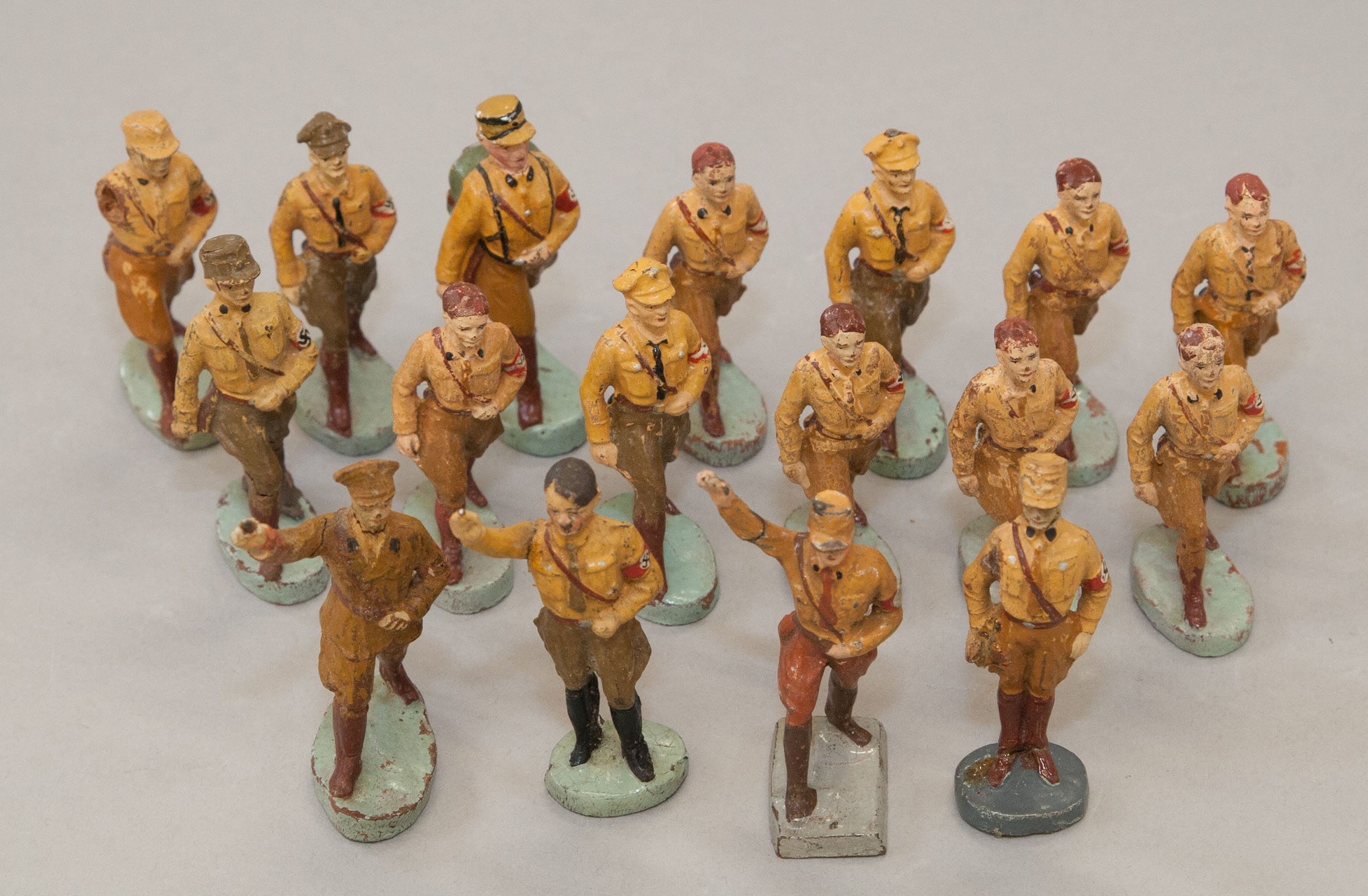 Elastolin, Adolf Hitler figure with 16 Hitler Youth figures. Overall F ...