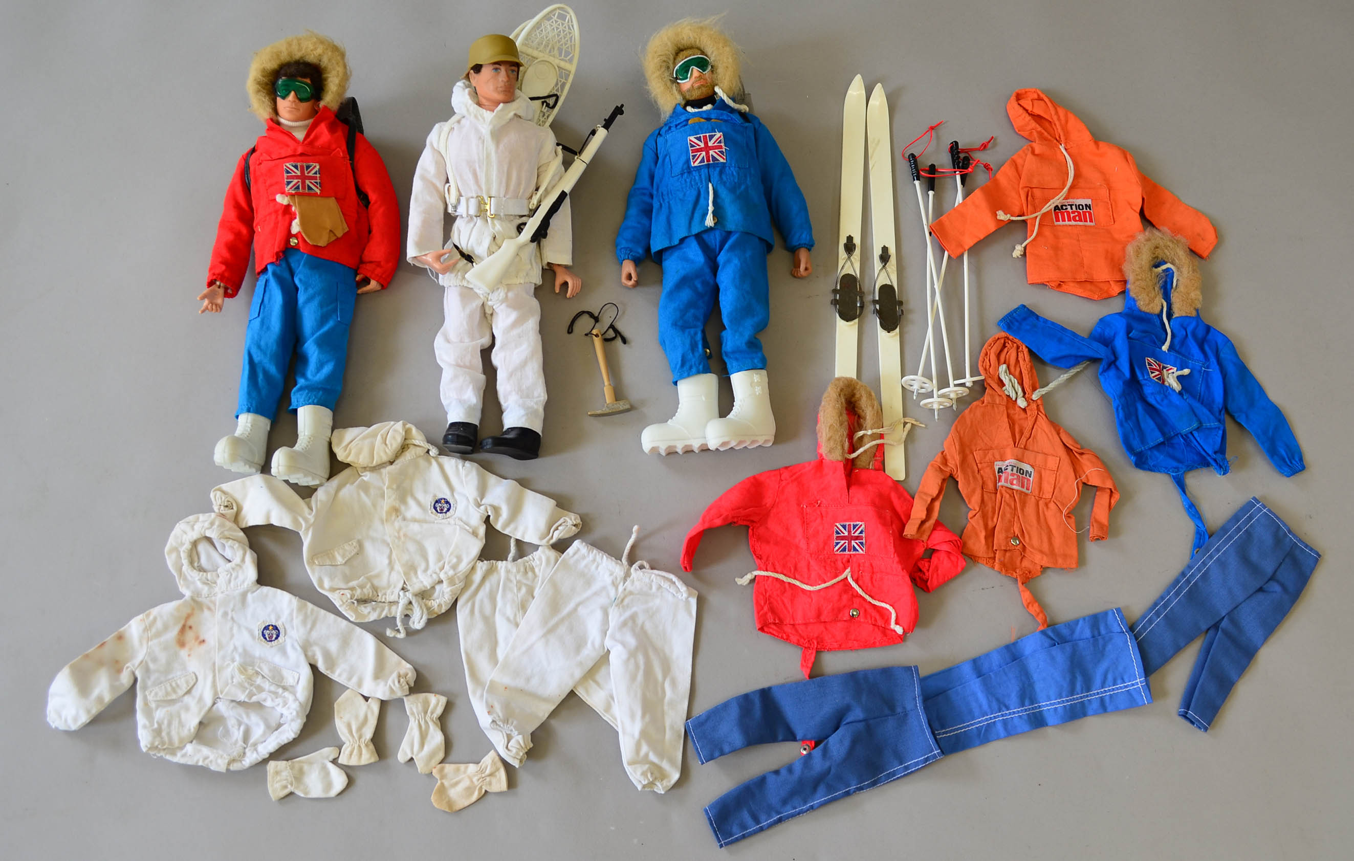 Three Palitoy Action Man figures: Arctic and Mountain Explorer; 2 x ...
