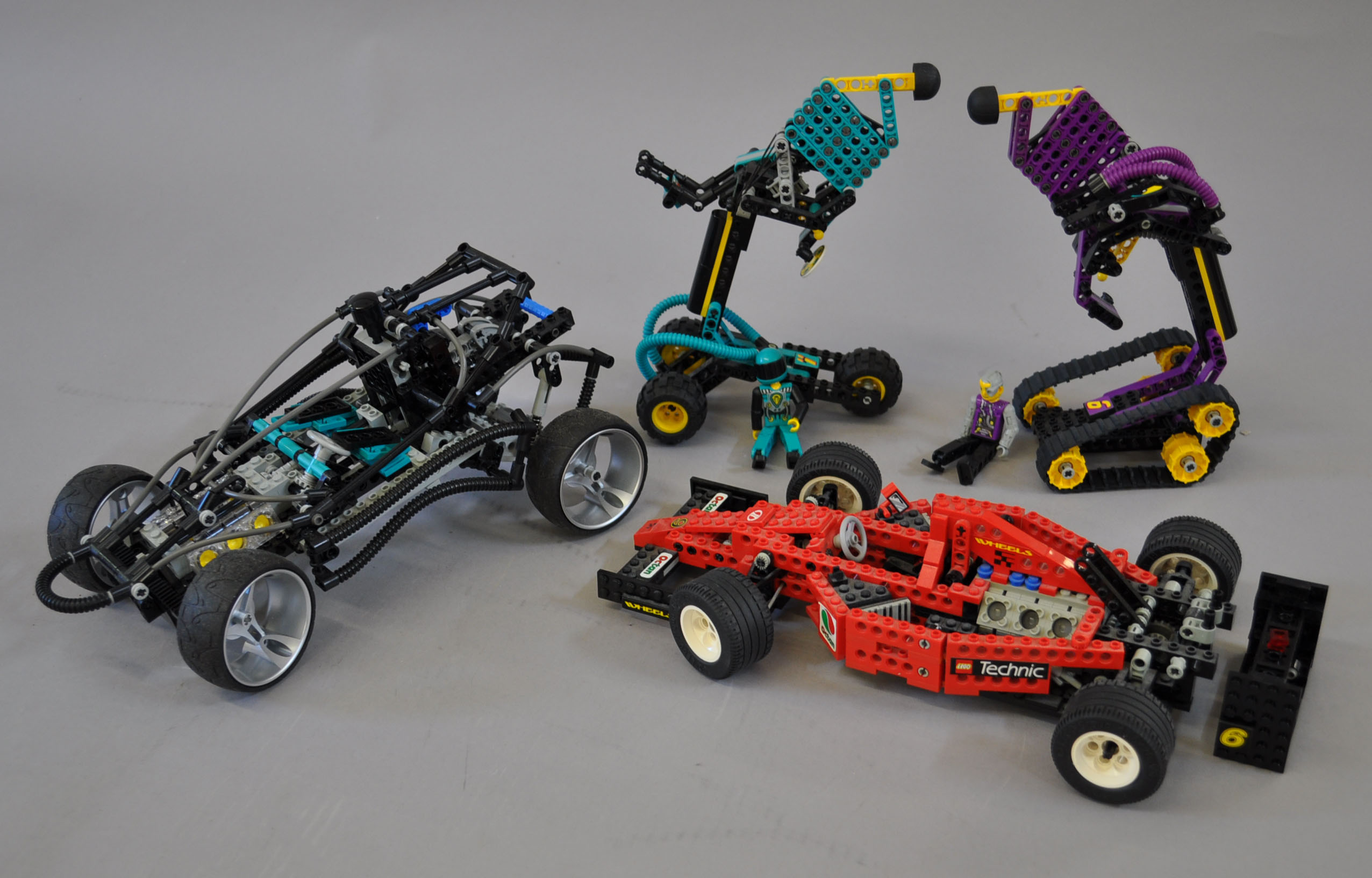 Three Lego Technic Competition built models with some advertising ...