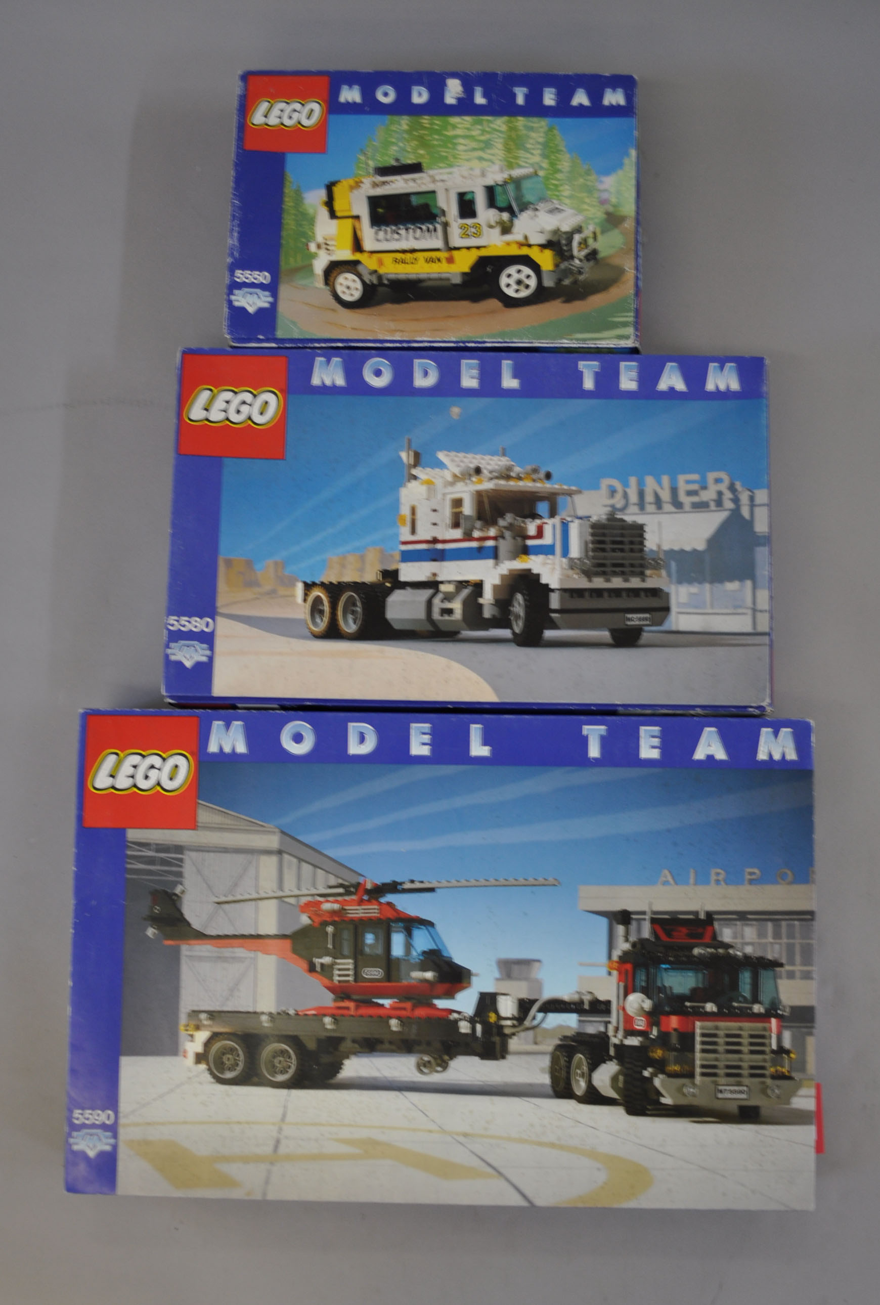 Three Lego Model Team sets: 5590; 5580; 5550. All boxed, not checked ...