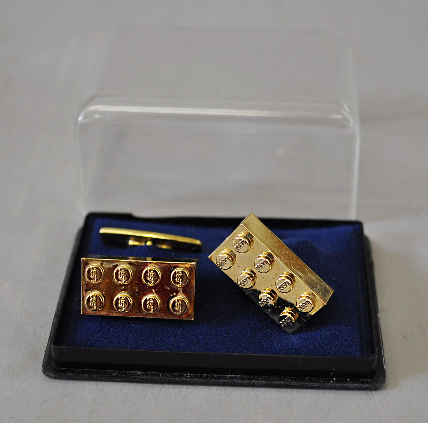 Two Lego employee long service 1x1 Lego brick pin badges: silver award ...