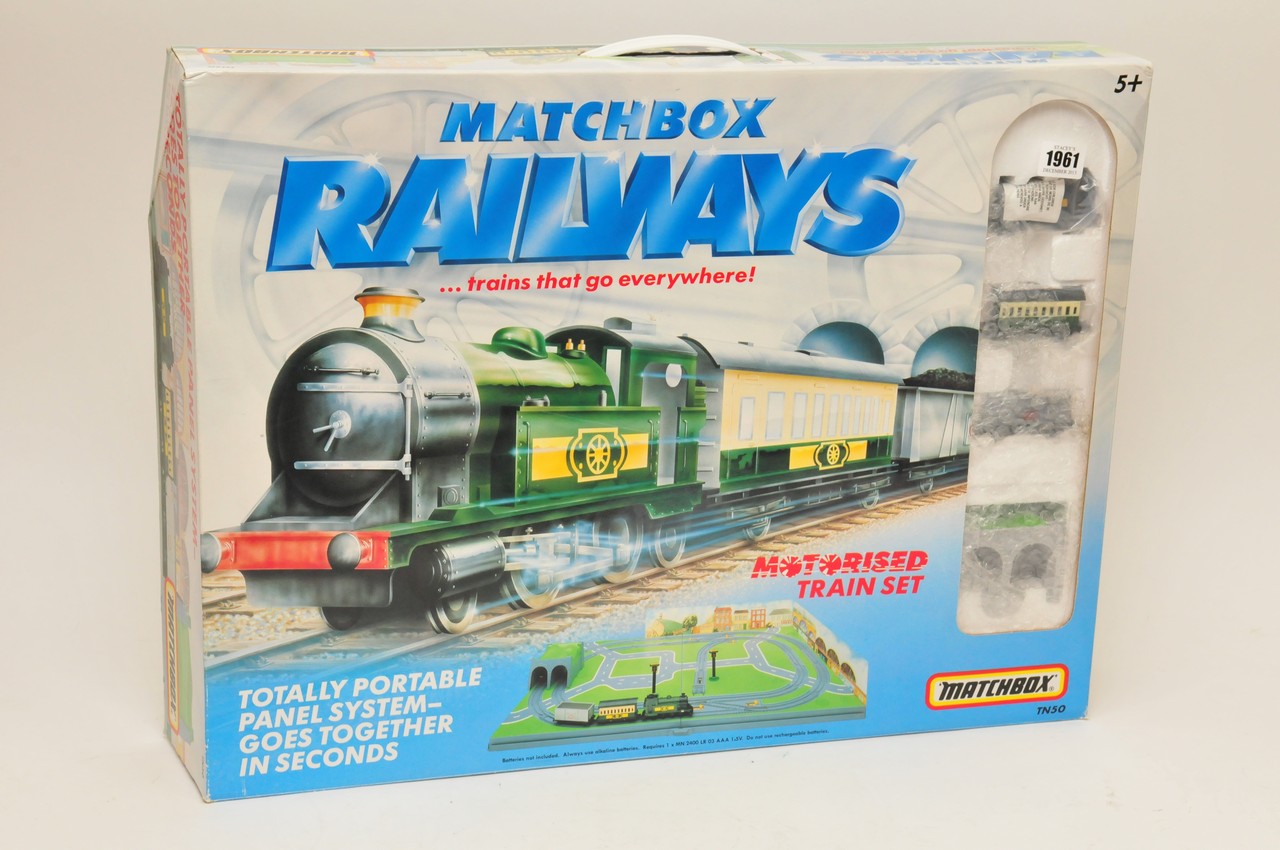 A boxed Matchbox Railways motorised train set