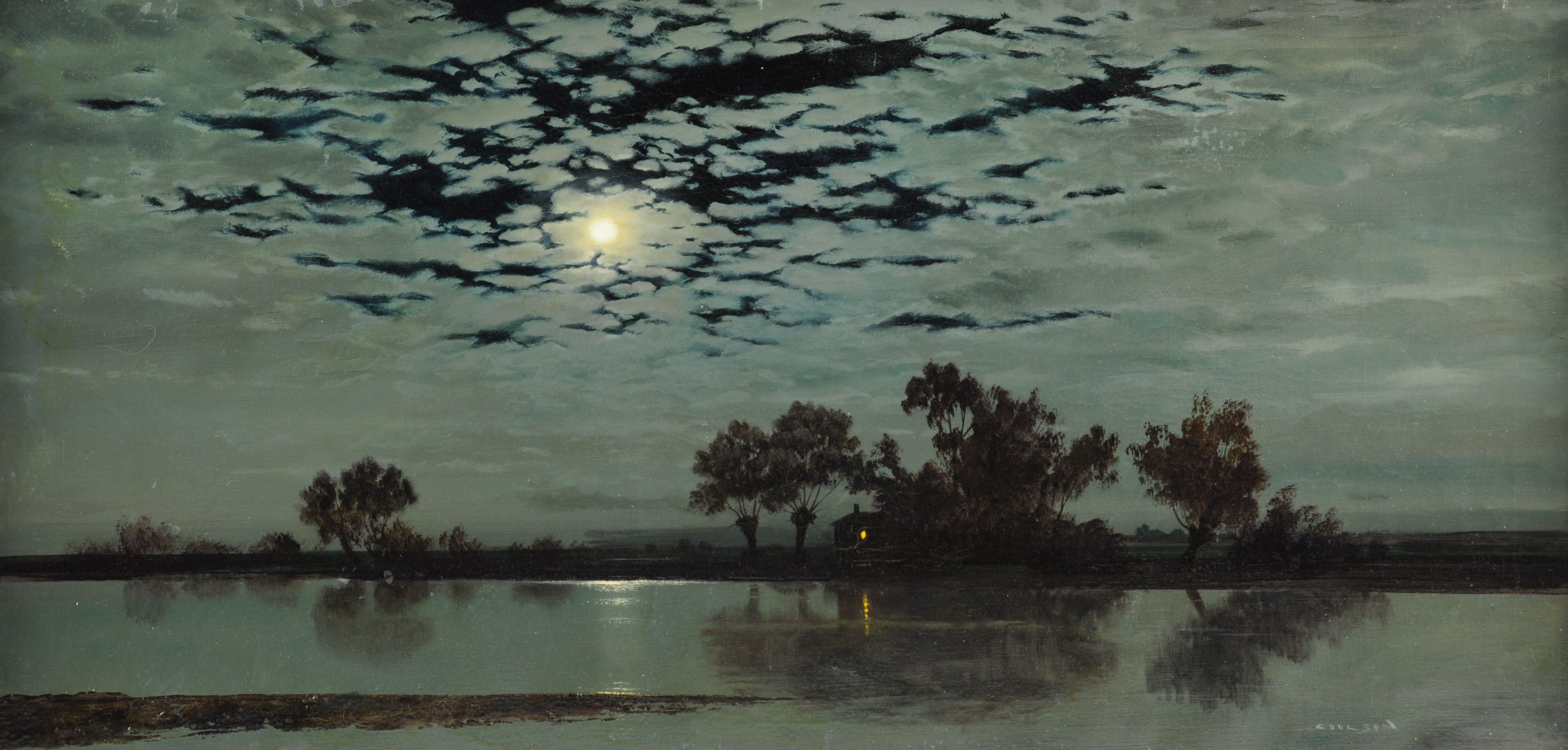 GERALD COULSON (British 19th/20th Century) A PAINTING, ""Moonlight on ...
