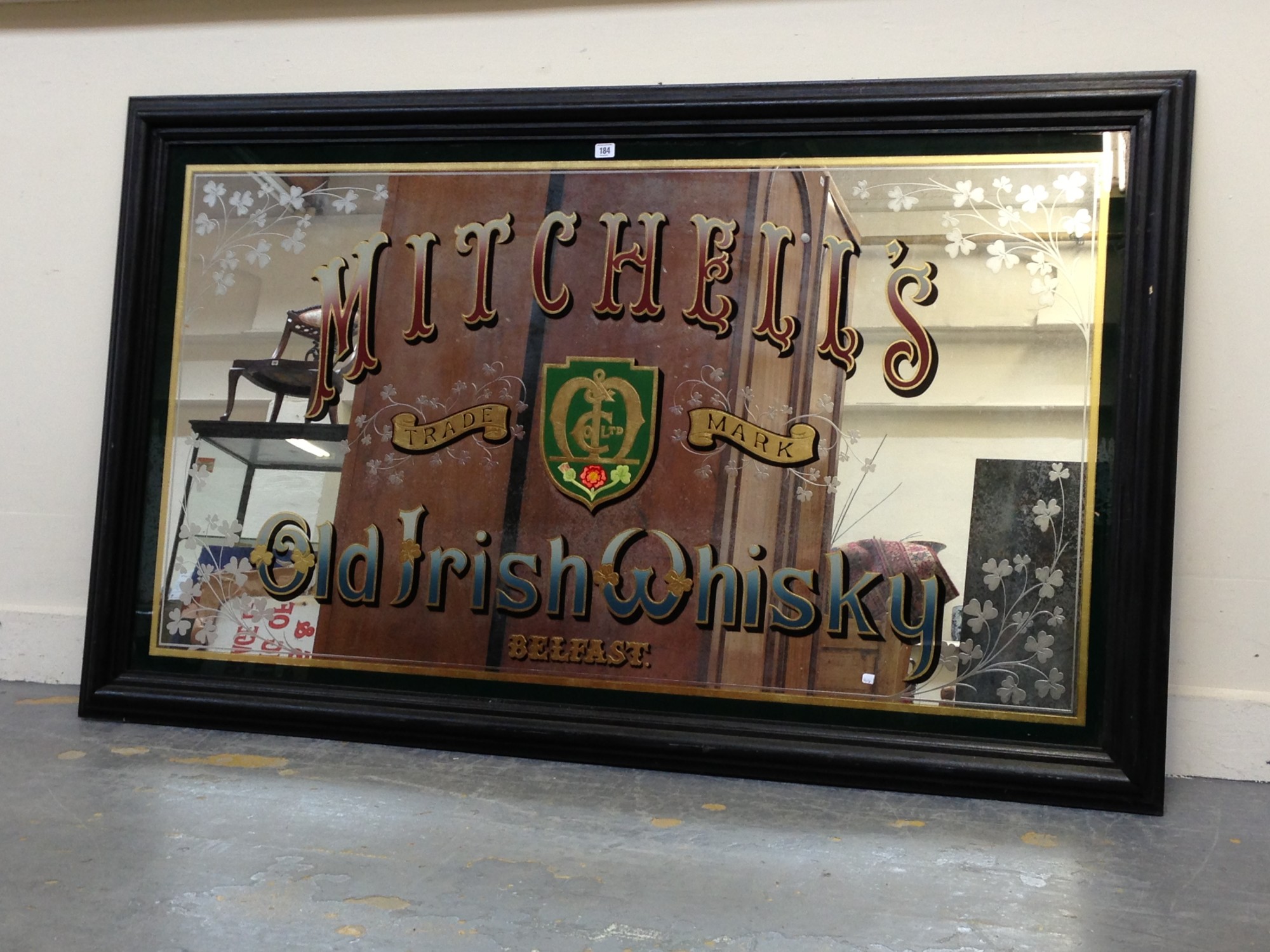 A good, large Mitchell`s Old Irish Whisky Belfast advertising mirror ...