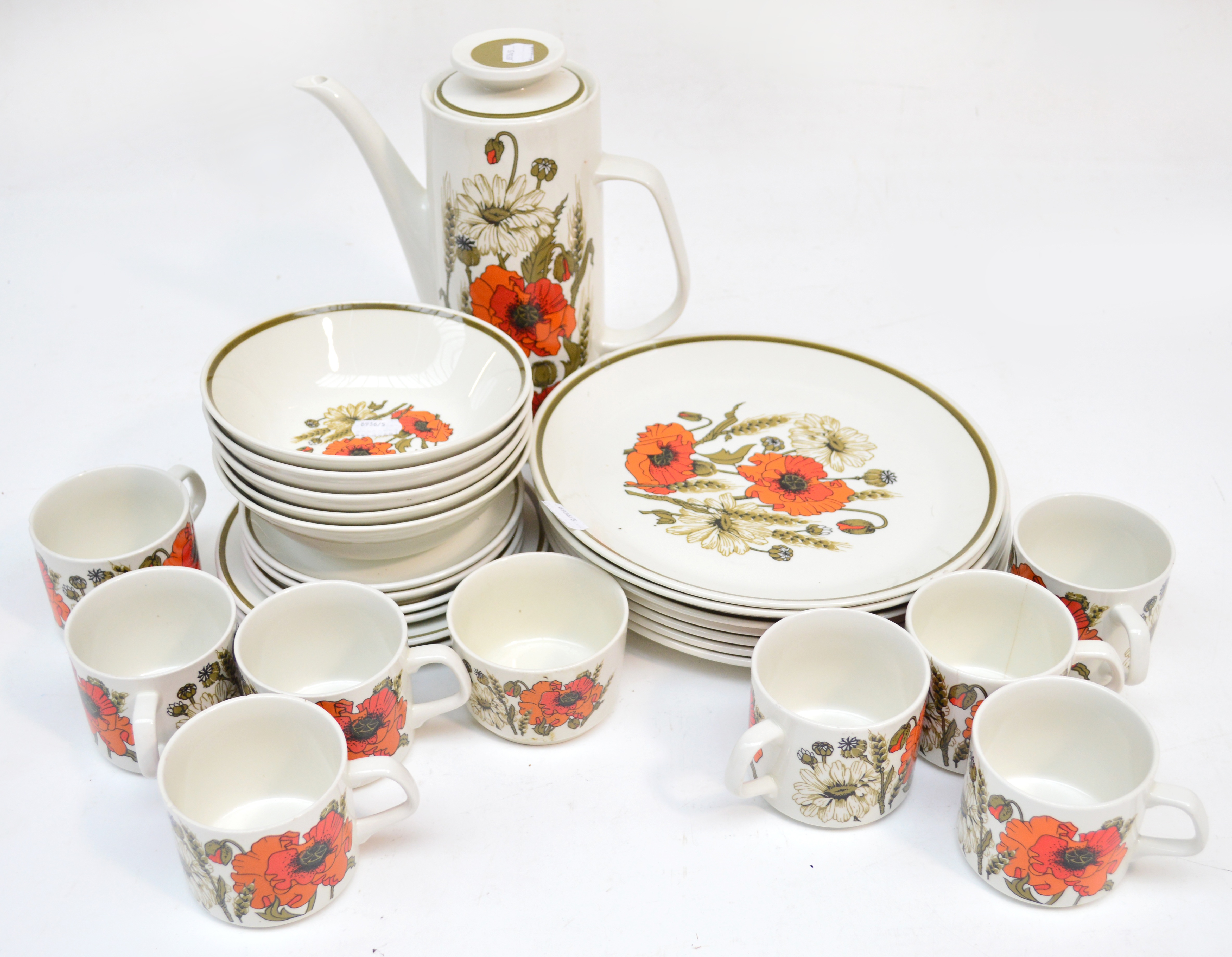 A J&G Meakin Poppy design Studio Range coffee set and part dinner service.