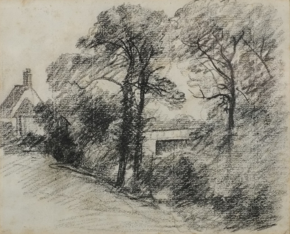 Circle John Constable [1776-1837]- Cottage amongst trees:- graphite ...
