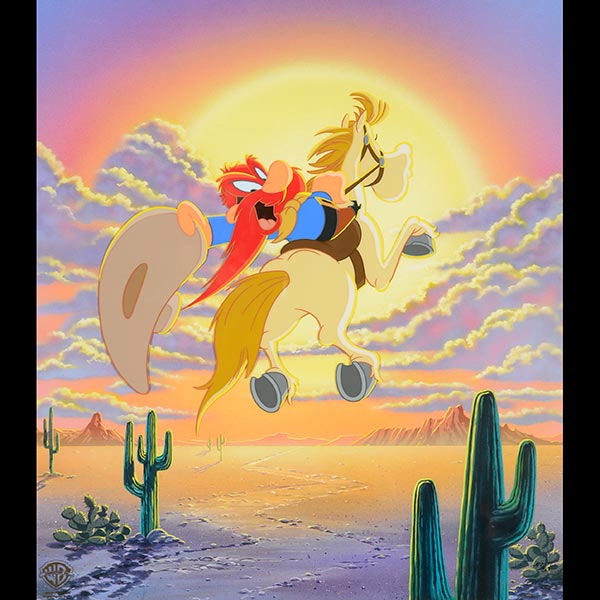 KIRK MUELLER (American 20th Century) ""Yosemite Sam Riding Horse"" Cel ...