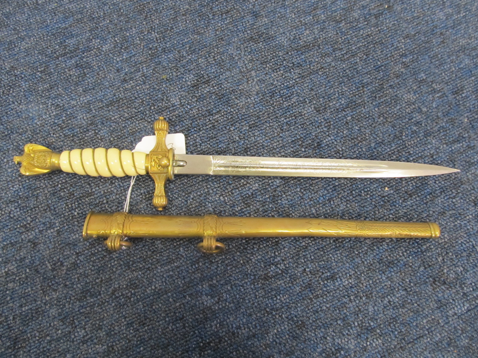 German WW2 Naval Dagger with scabbard, blade marked `E & F Horster ...