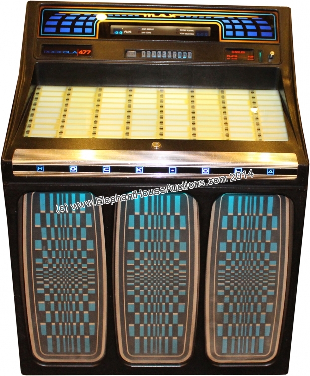 Rock-Ola Max 477 Jukebox made in 1978. Holds 80 45rpm singles, giving ...