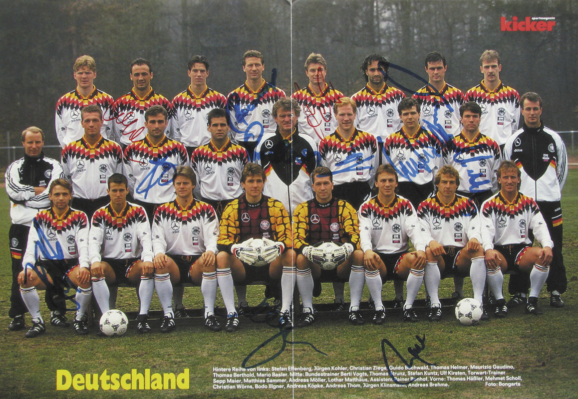 Autograph World Cup 1994. Team Germany - Colour photo "Deutschland WM ...