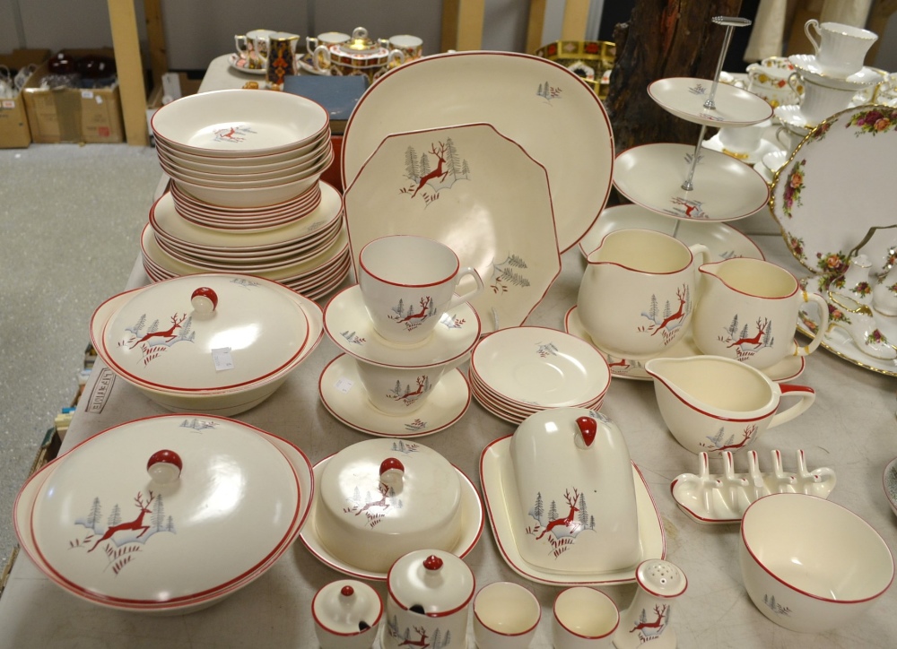 A Crown Devon Stockholm pattern dinner and tea service