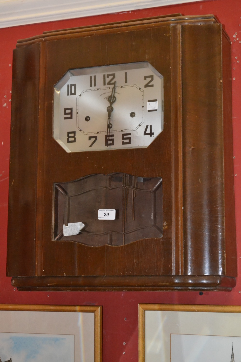 A Carillon Girod wall clock with veritable Westminster chime, c.1930