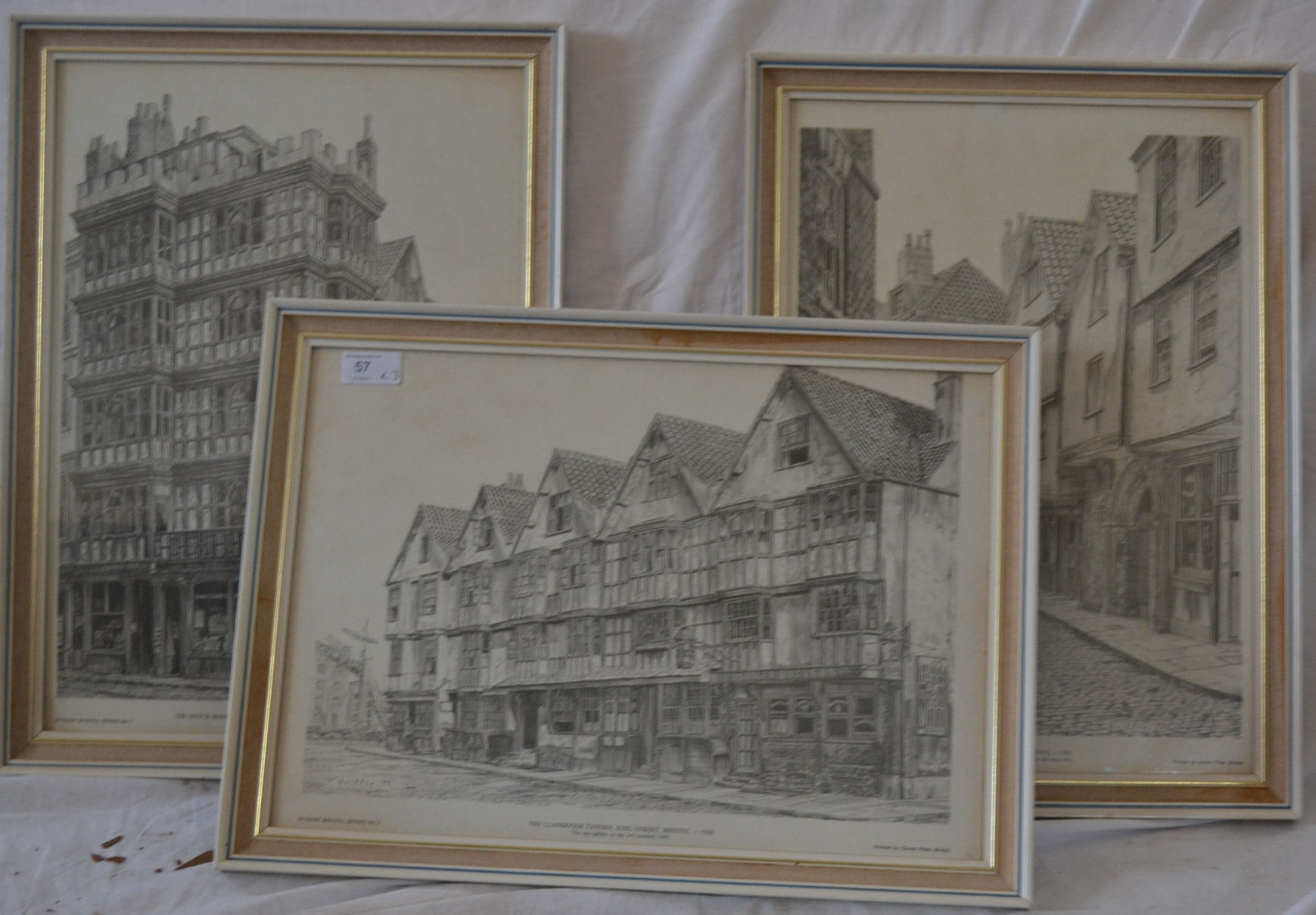 A collection of 3 Griffin prints of Bristol being framed and glazed ...
