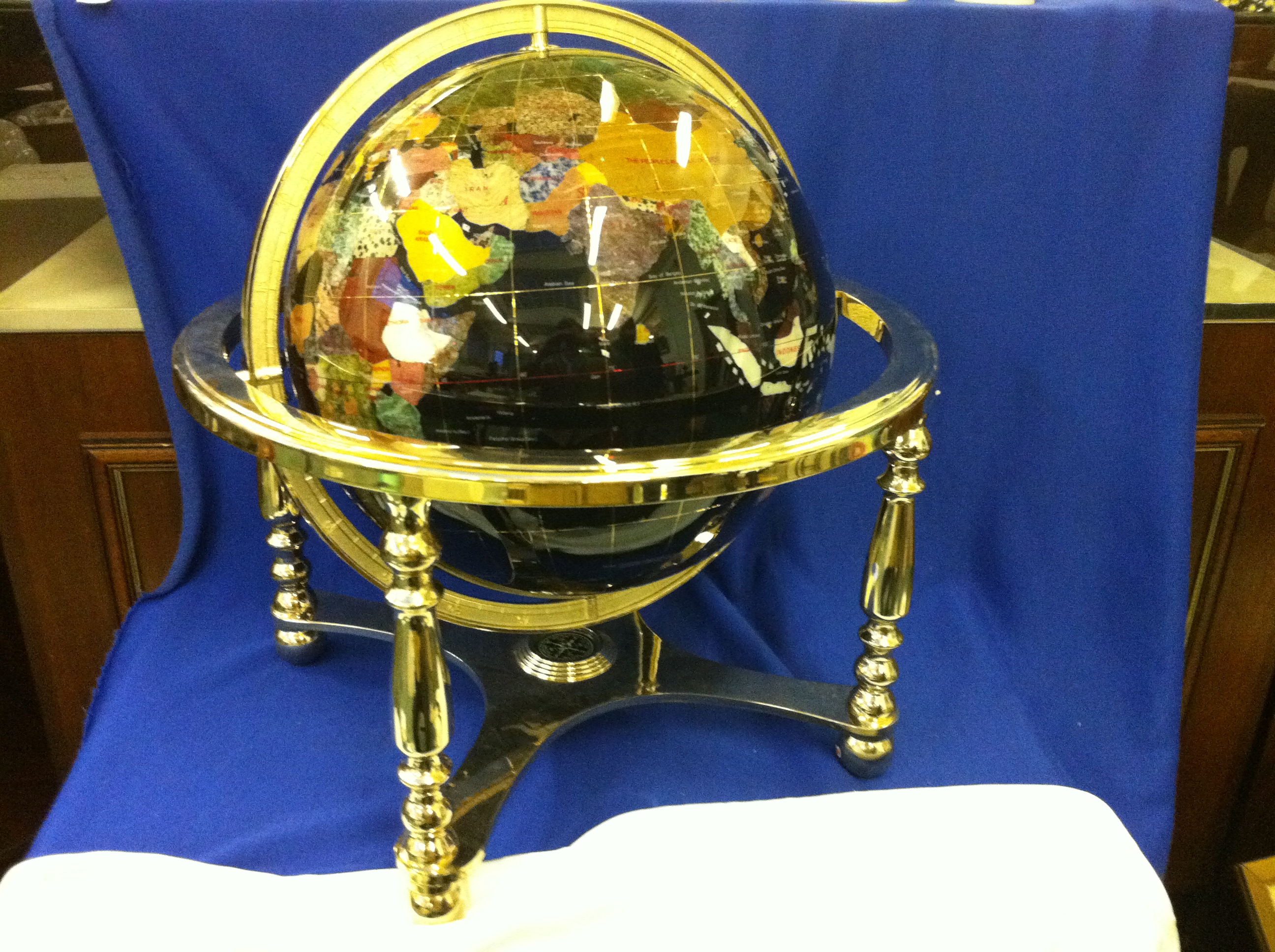 Large gemstone globe handcrafted using over 30 different minerals and ...