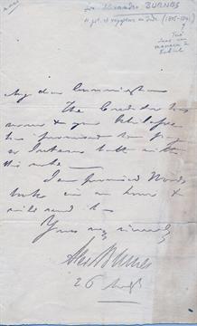 BURNES ALEXANDER: (1805-1841) Scottish Traveller & Explorer. A.L.S ...