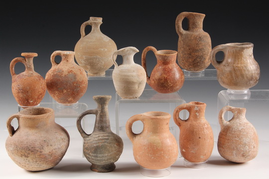 (12) ANCIENT MIDDLE EAST JARS - Roman, Palestinian, Iron Age, Bronze ...