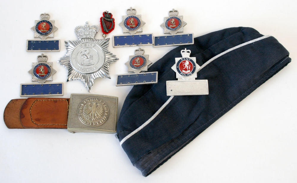 Selection of Kent Police / Constabulary badges in various conditions ...