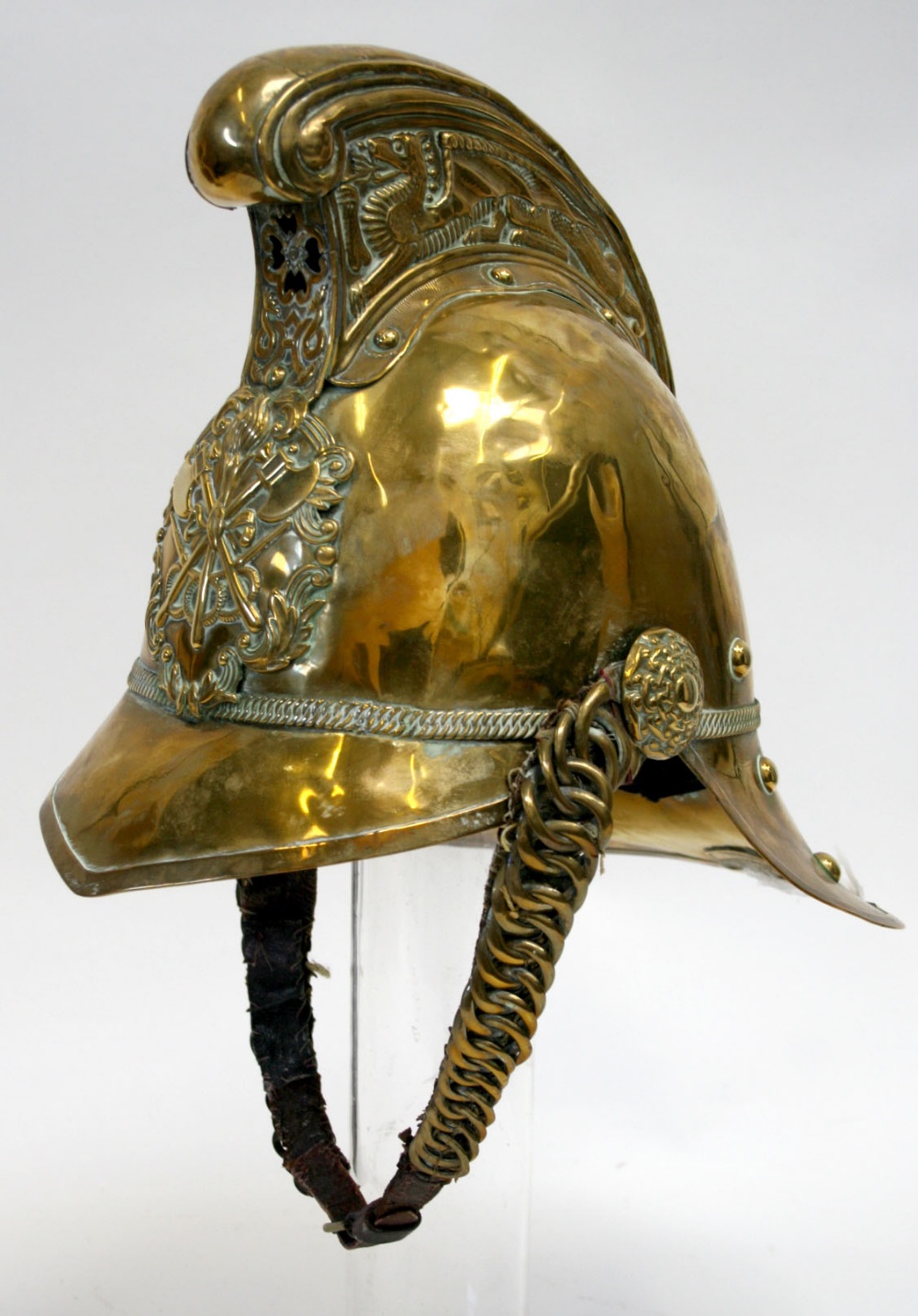 British Other Ranks Merryweather Brass Fire Helmet complete with the ...
