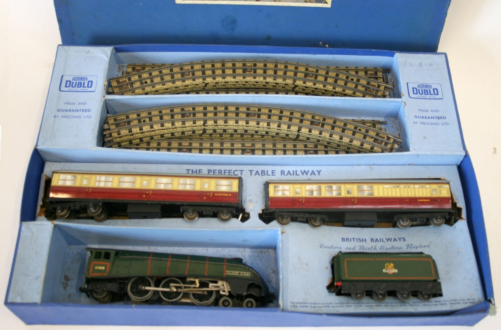 Two Hornby Dublo 3-rail Train Sets, EDP 11 Passenger Set containing 4-6 ...