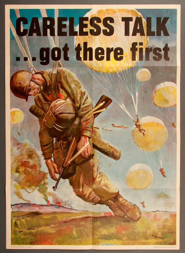 U.S. WWII AIRBORNE SECRECY POSTER. "Careless Talk...Got There First ...