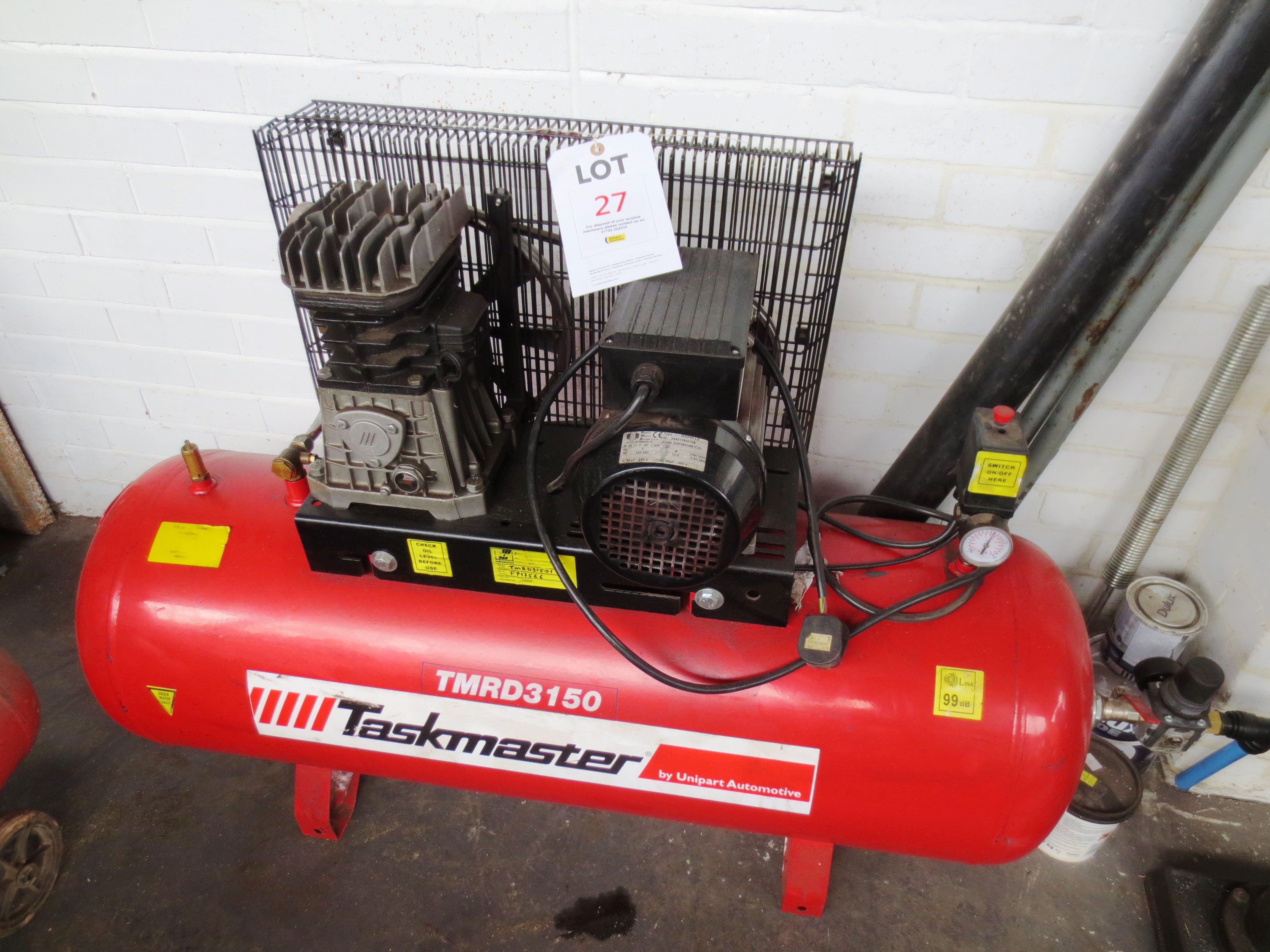 Taskmaster TMRD3150 reciprocating air compressor, serial no: FP17566 ...
