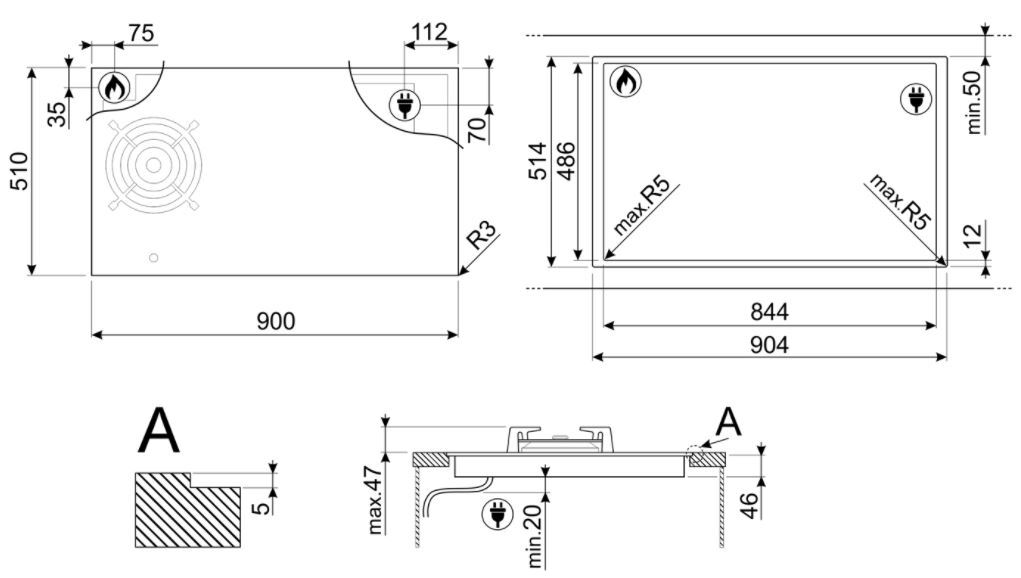 Smeg PM3953D Classic 90cm Mixed Fuel Hob, Black | Marks Electrical