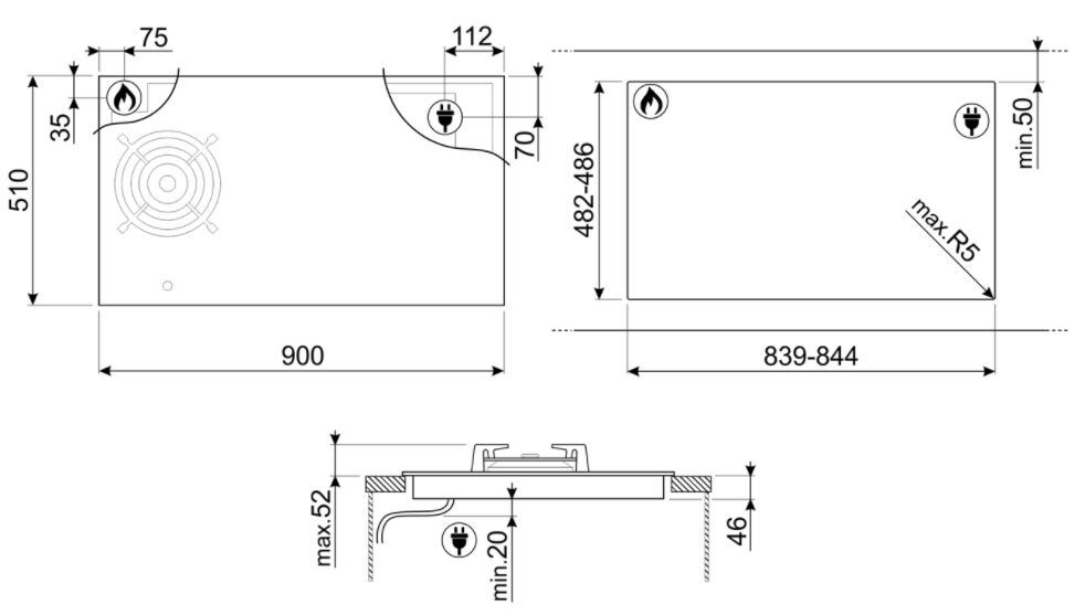 Smeg PM3953D Classic 90cm Mixed Fuel Hob, Black | Marks Electrical