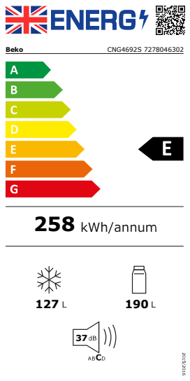 Beko CNG4692S No Frost Fridge Freezer, 50/50, Silver, E Rated | Marks ...