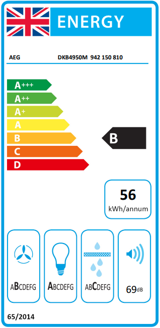 AEG DKB4950M 6000 ExtractionTech 90cm Chimney Cooker Hood, Stainless ...