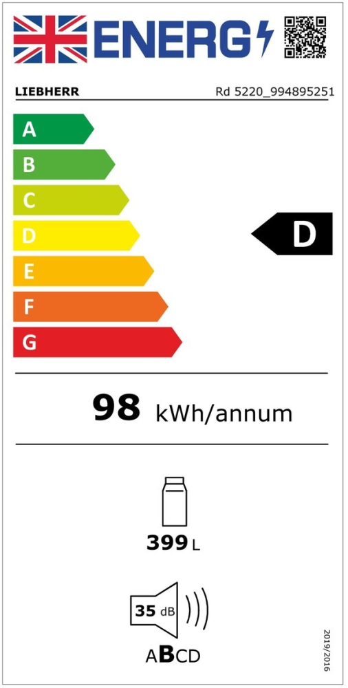 Liebherr Rd5220 Tall Larder Fridge, White, D Rated | Marks Electrical