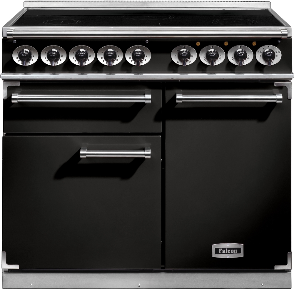 Falcon 1000 Deluxe Induction Black Chrome 100cm Induction Range Cooker ...
