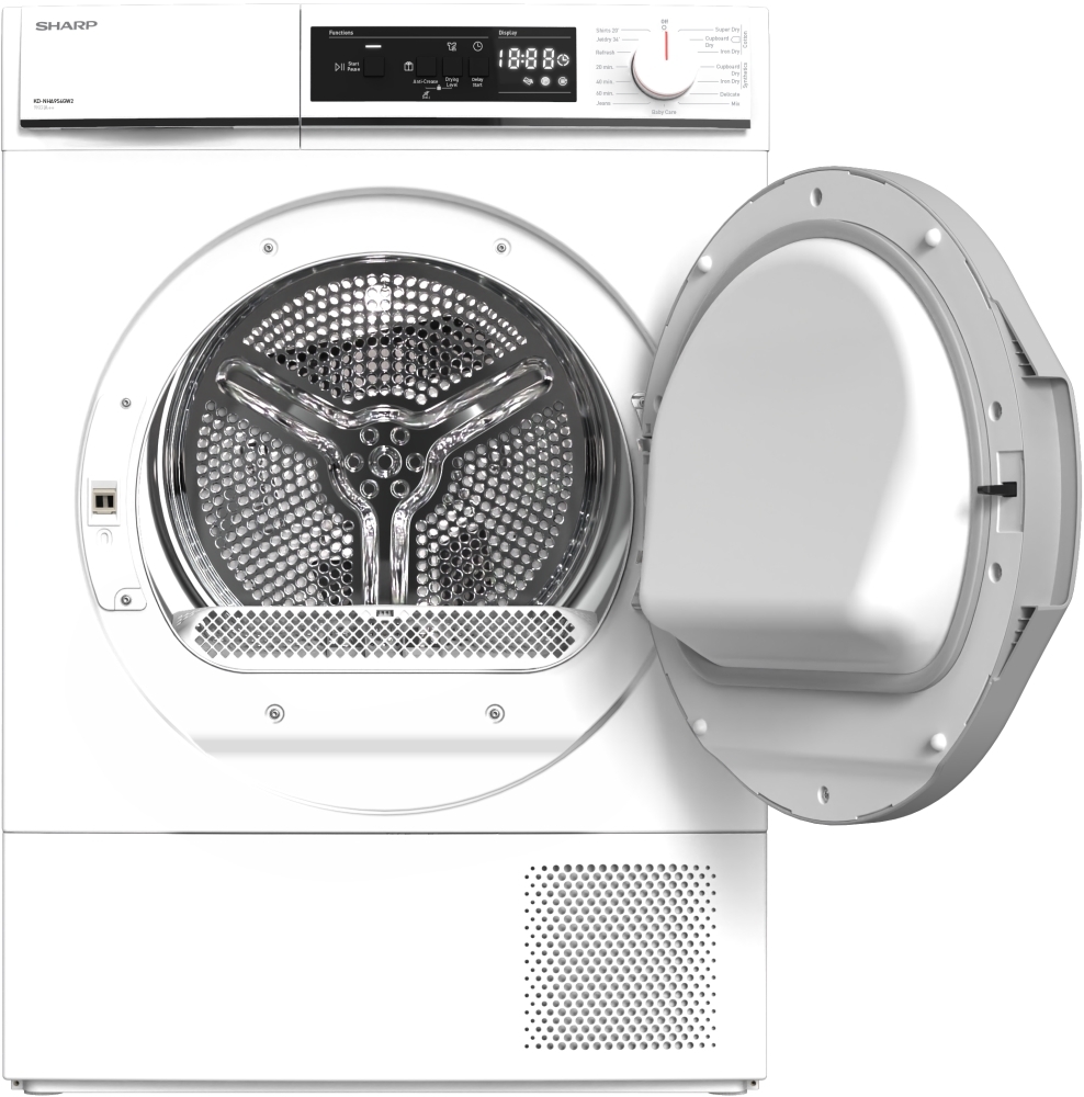 Sharp KD-NHA9S6GW2-EN Heat Pump Tumble Dryer, 9kg, White, A++ Rated ...