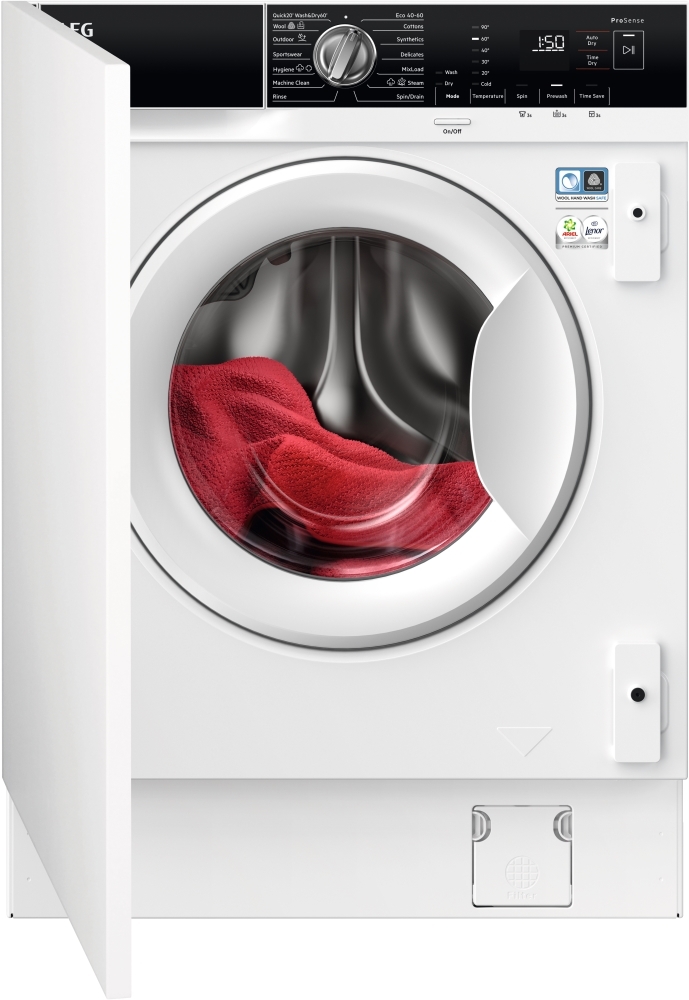 AEG L7WE74634BI Integrated Washer Dryer, 7kg, 1600 Spin, White | Marks ...