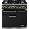 Falcon 900 Deluxe Black Brass Trim and Chrome Handles 90cm Dual Fuel ...