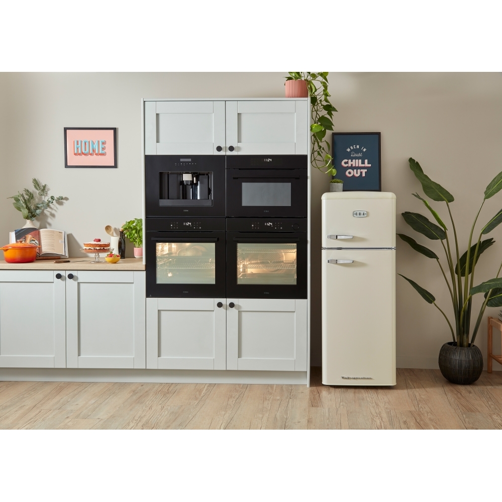 CDA Betty Barley Retro Static Fridge Freezer, 80/20, Cream, D Rated ...