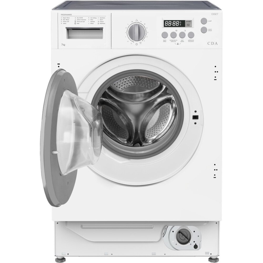 CDA CI327/1 Integrated Washing Machine, 7kg, 1400 Spin, White, B Rated ...