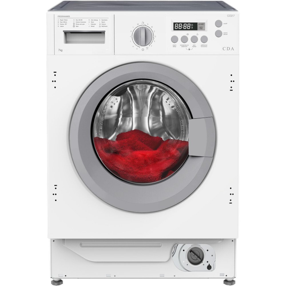 CDA CI327/1 Integrated Washing Machine, 7kg, 1400 Spin, White, B Rated ...