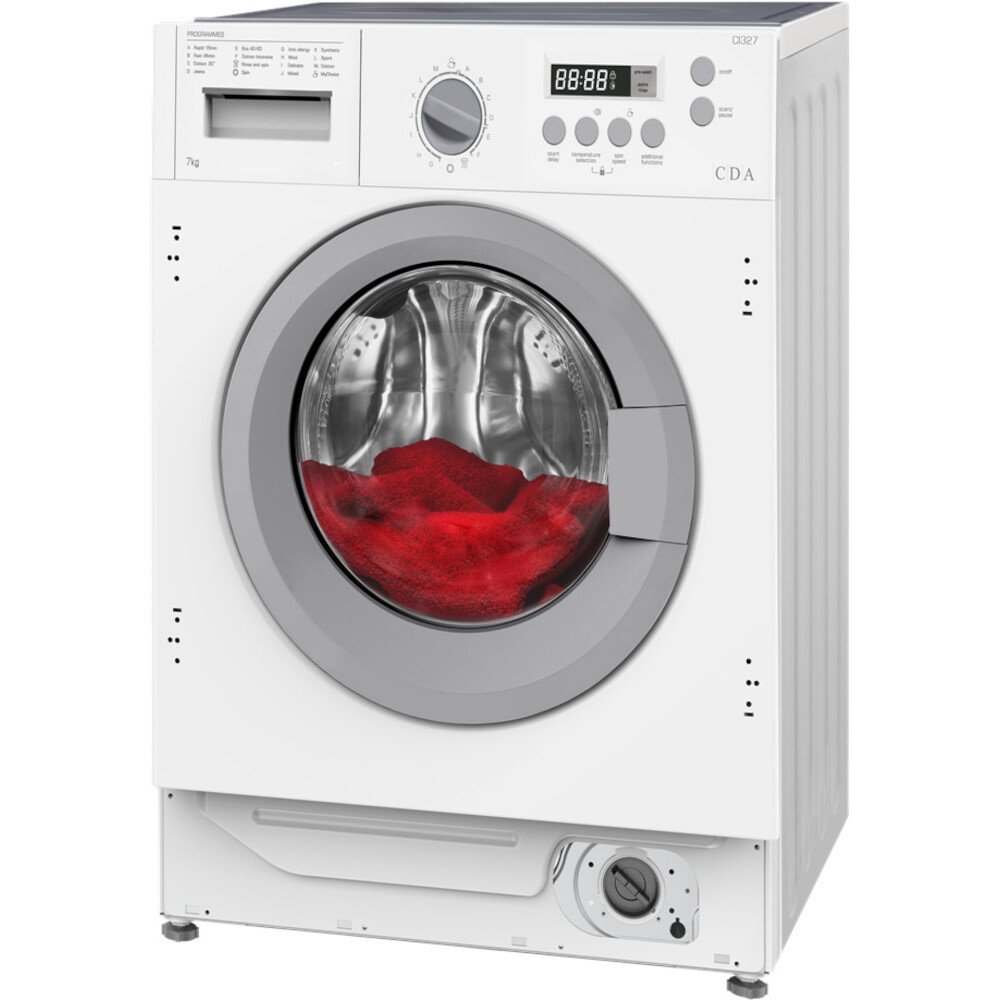 CDA CI327/1 Integrated Washing Machine, 7kg, 1400 Spin, White, B Rated ...