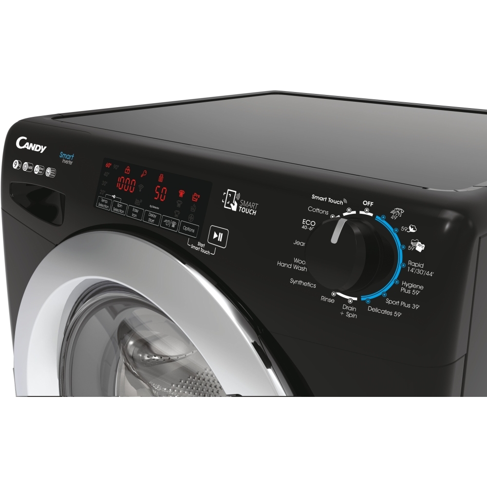Candy CSS69TWMCBE/1-80 Washing Machine, 9kg, 1600 Spin, Black, A Rated ...