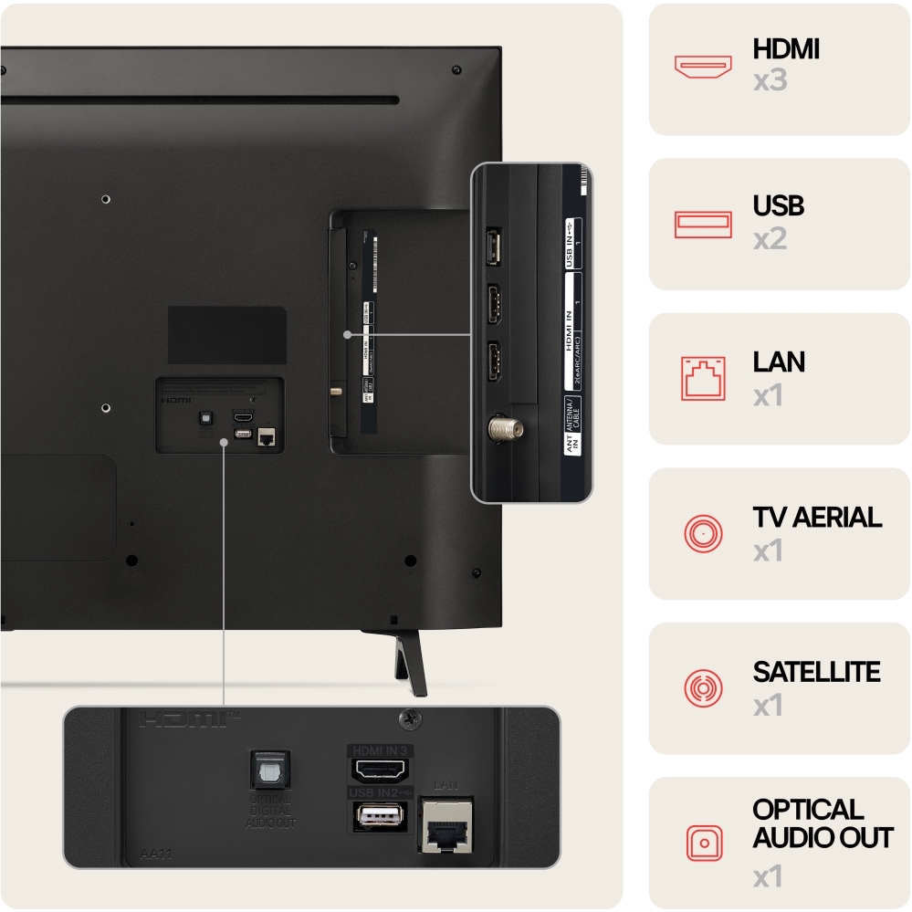 LG 43UT80006LA 43" LED UT80 4K Smart TV, 4K Ultra HD, Black, G Rated ...